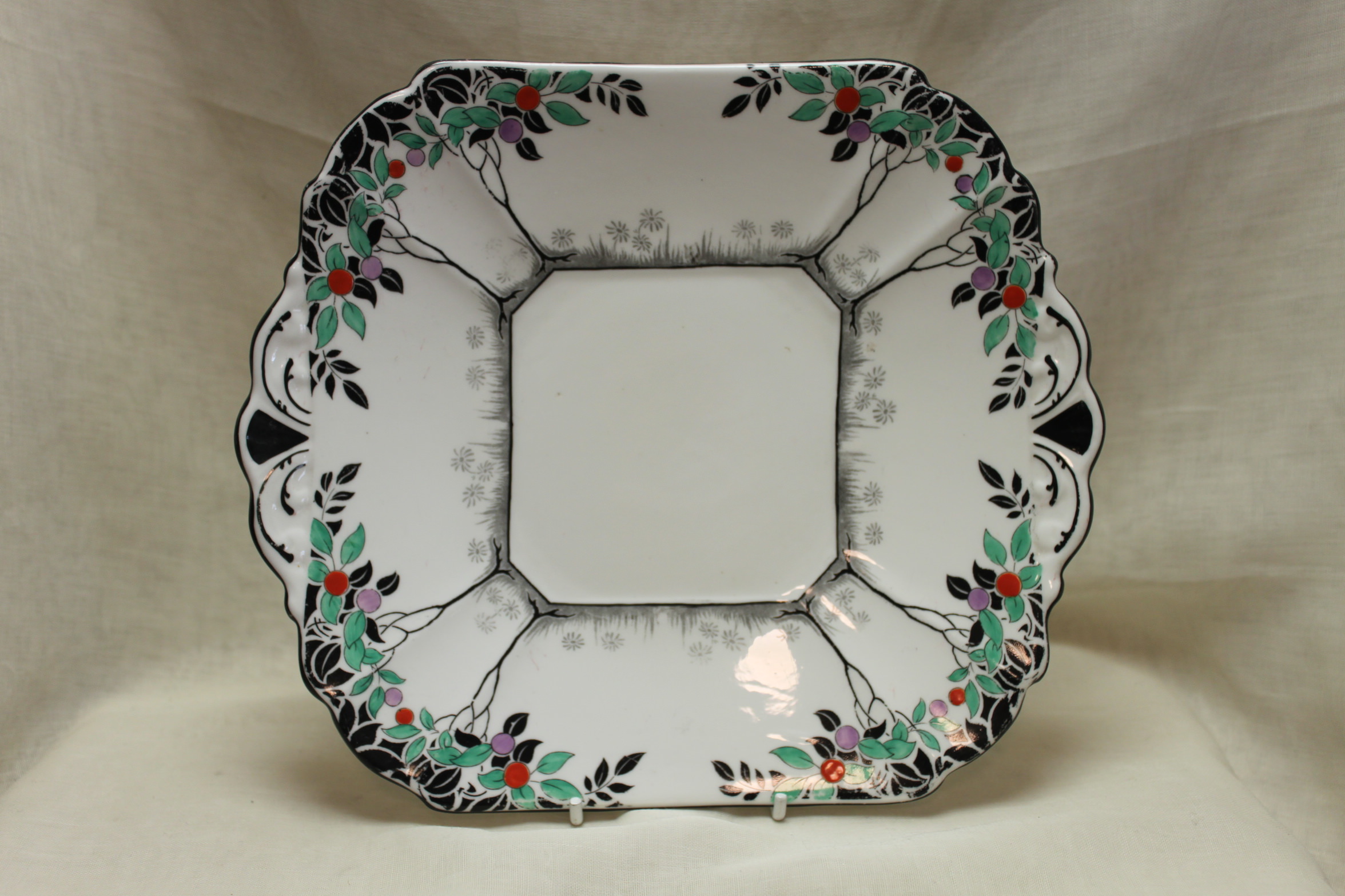 Shelley cake plate-“Black Trees” pattern 11476 – China Rose Antiques