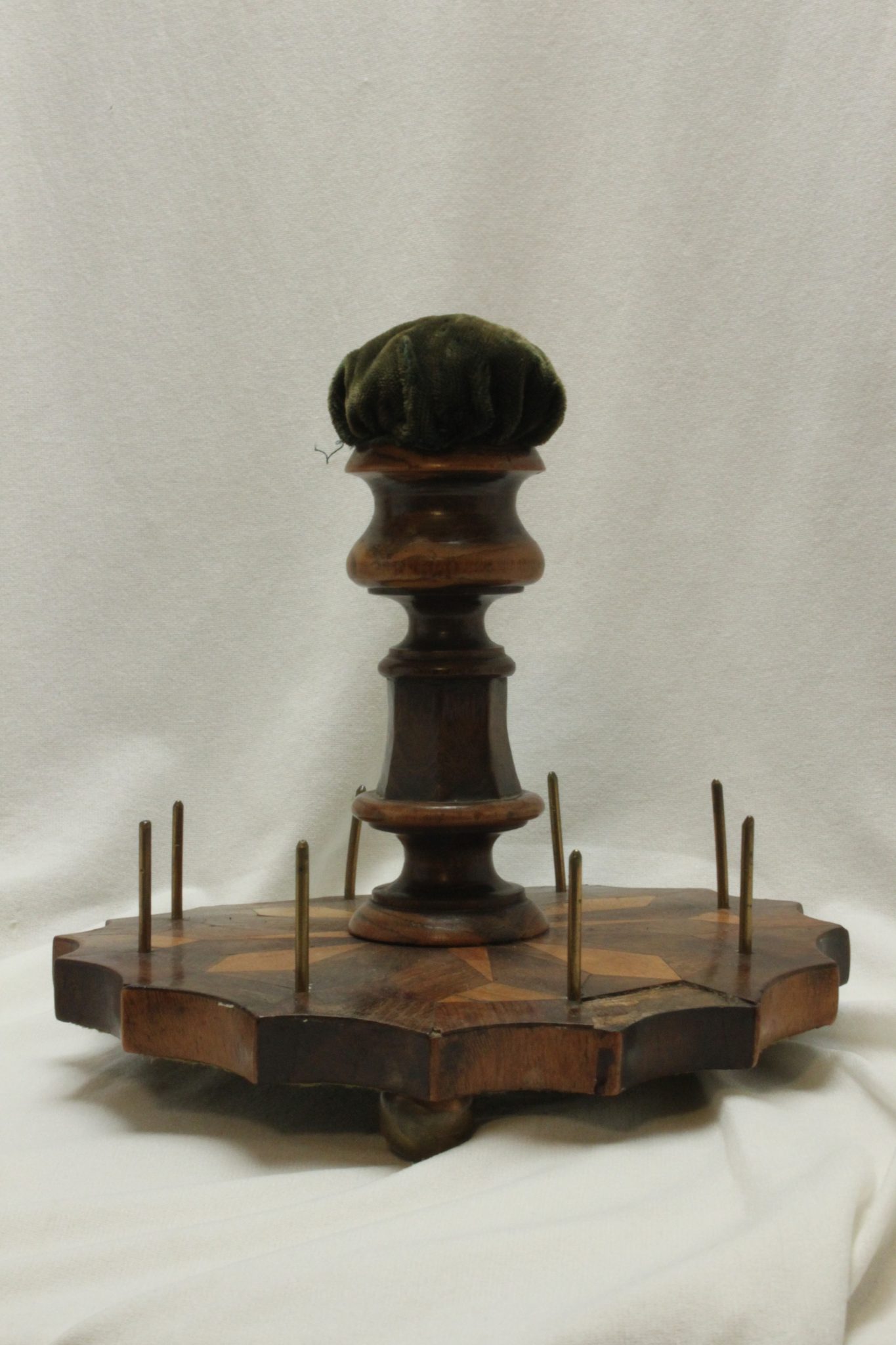Inlaid sewing reel stand and pin cushion – China Rose Antiques